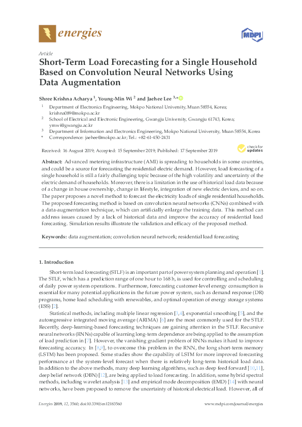 (PDF) Short-Term Load Forecasting for a Single Household Based on Convolution Neural Networks ...