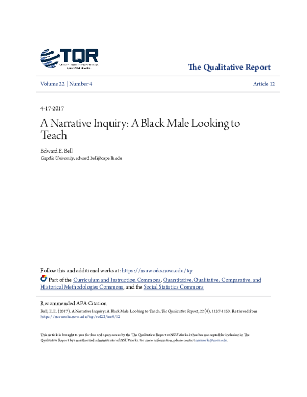 (PDF) The Qualitative Report A Narrative Inquiry: A Black Male Looking ...