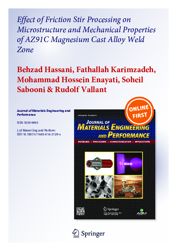 (PDF) Effect of Friction Stir Processing on Microstructure and Mechanical Properties of AZ91C ...