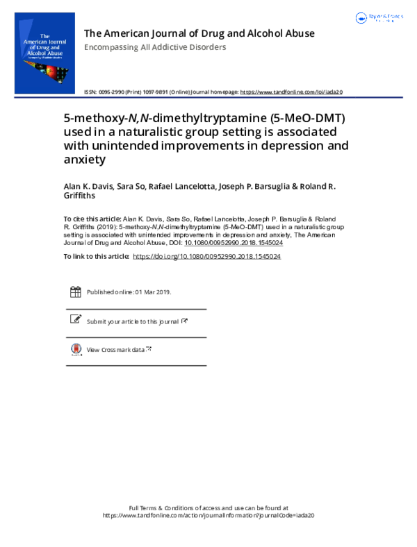 (PDF) 5-methoxy-N,N-dimethyltryptamine (5-MeO-DMT) used in a ...