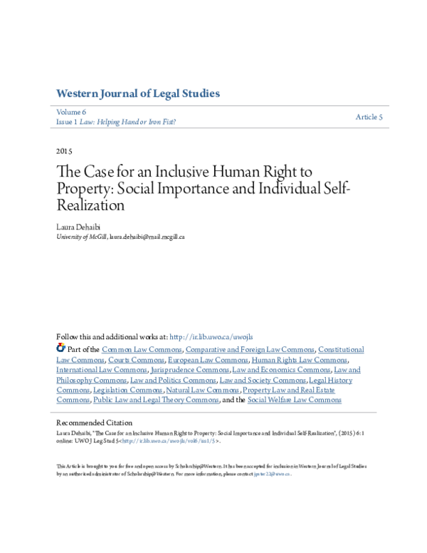 (PDF) The Case for an Inclusive Human Right to Property: Social ...