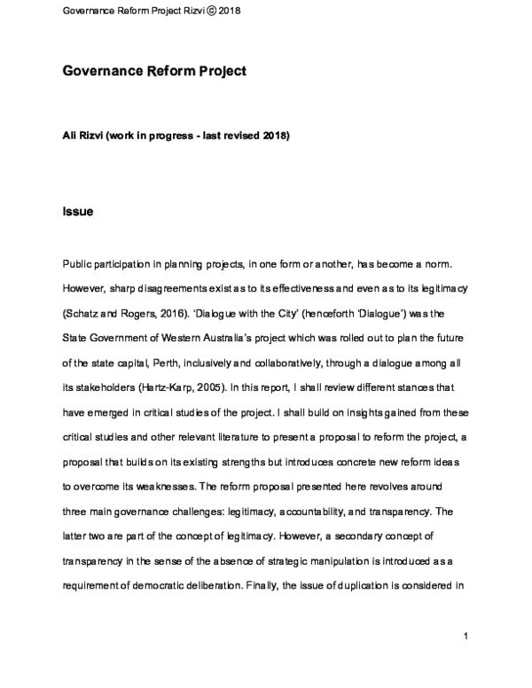 (PDF) Governance Reform Project