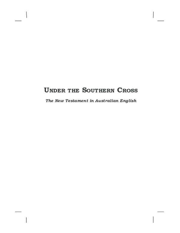 (PDF) Under the Southern Cross: The New Testament in Australian English