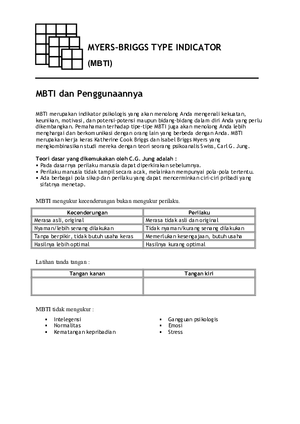 (DOC) Tes Kepribadian MBTI dan penggunaannya