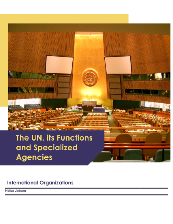 (PDF) International Organizations (The UN and its Functions)