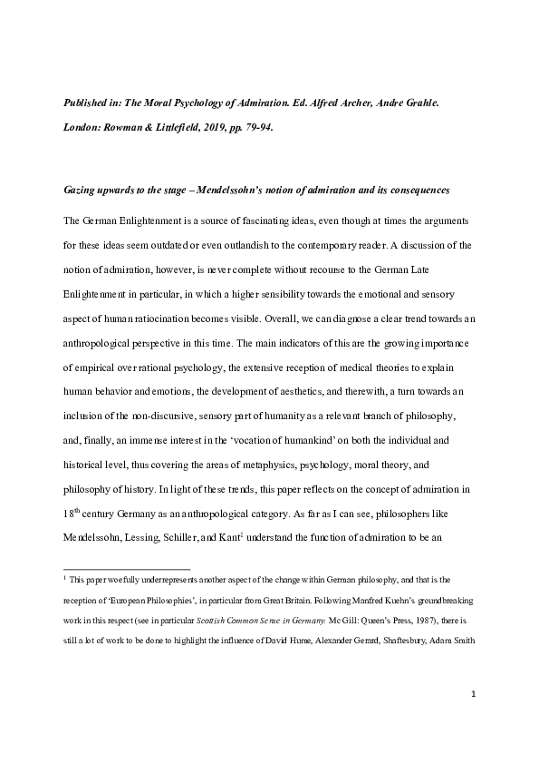 (PDF) Gazing upwards to the stage – Mendelssohn’s notion of admiration ...