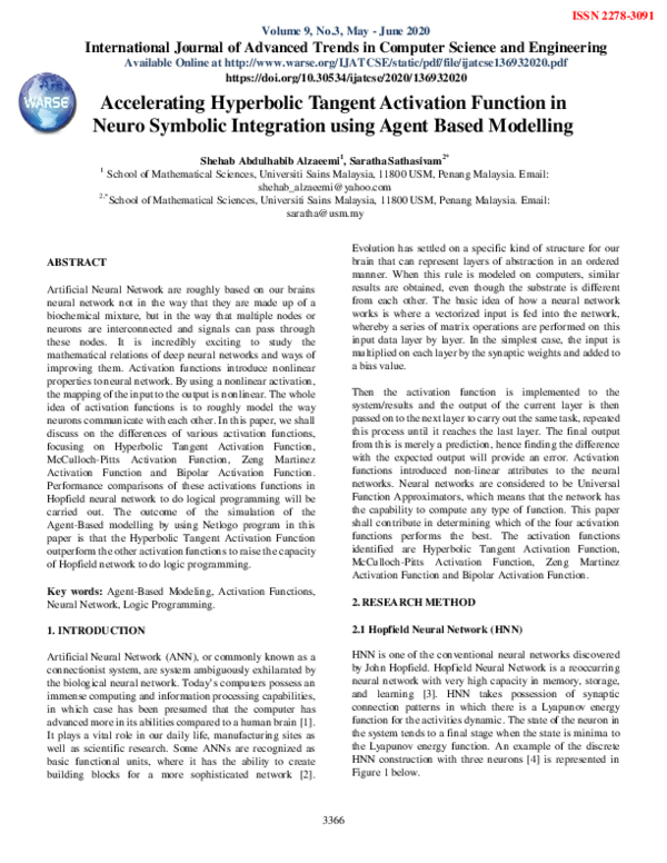 Pdf Accelerating Hyperbolic Tangent Activation Function In Neuro Symbolic Integration Using