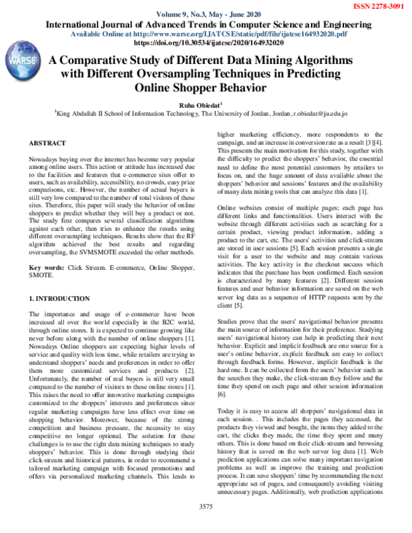 (PDF) A Comparative Study of Different Data Mining Algorithms with Different Oversampling ...