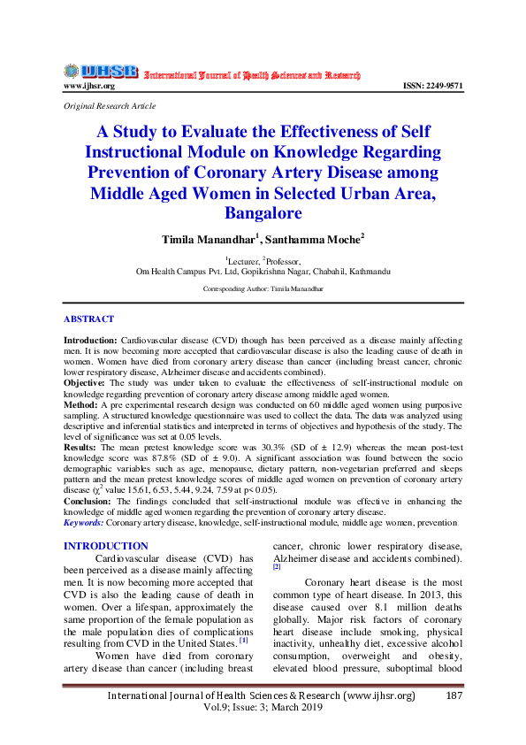 (PDF) A Study to Evaluate the Effectiveness of Self Instructional Module on Knowledge Regarding ...