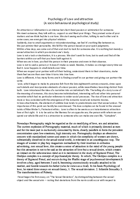(PDF) Psychology of Love and attraction (A socio behavioural ...
