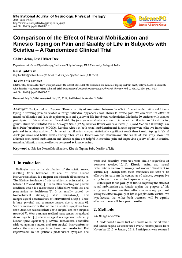 (PDF) Comparison of the Effect of Neural Mobilization and Kinesio ...