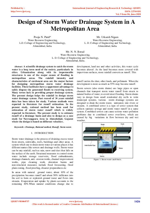 Pdf Ijert Design Of Storm Water Drainage System In A Metropolitan Area 