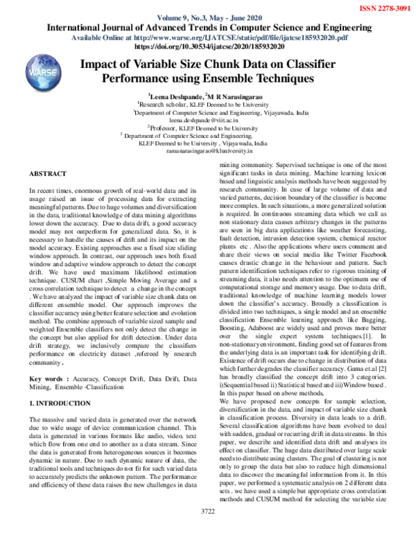 (PDF) Impact of Variable Size Chunk Data on Classifier Performance using Ensemble Techniques