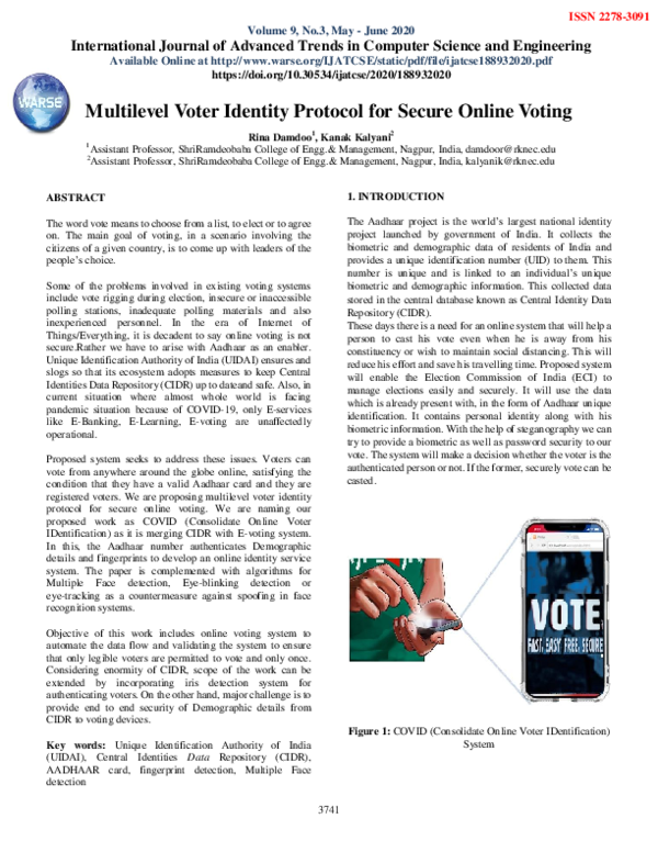 (PDF) Multilevel Voter Identity Protocol for Secure Online Voting
