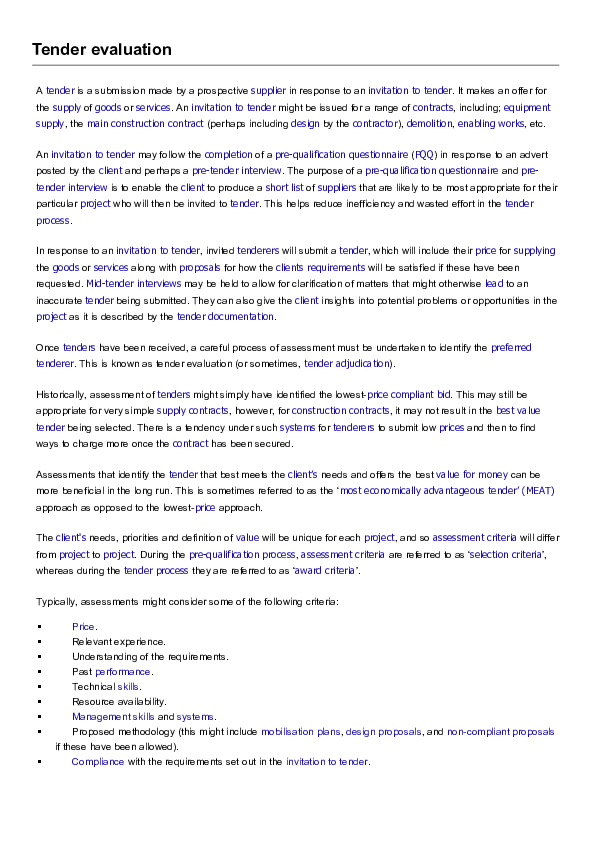 (DOC) Tender evaluation