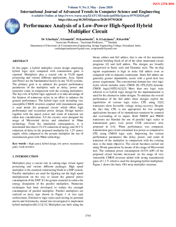 (PDF) Performance Analysis of a Low-Power High-Speed Hybrid Multiplier ...