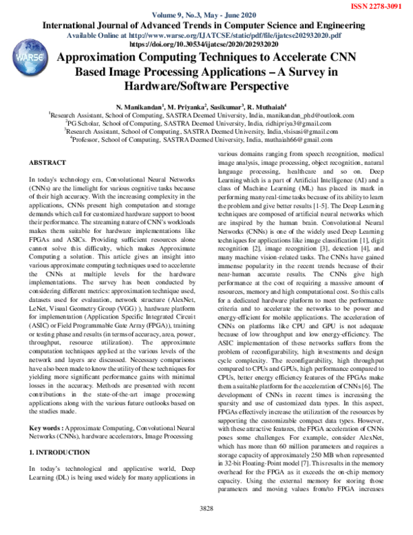Pdf Approximation Computing Techniques To Accelerate Cnn Based Image Processing Applications