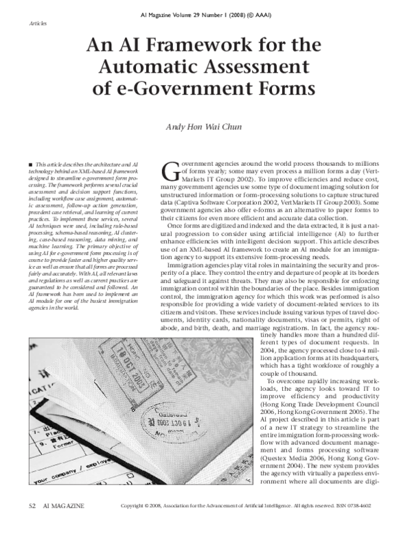 (PDF) An AI framework for the automatic assessment of e-government forms