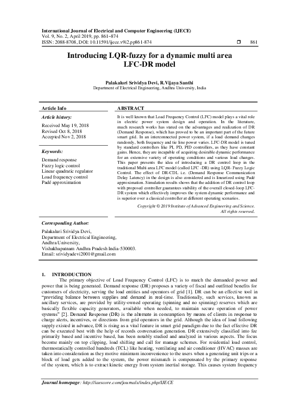 (PDF) Introducing LQR-fuzzy for a dynamic multi area LFC-DR model