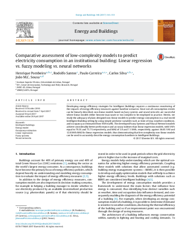 (PDF) Comparative assessment of low-complexity models to predict electricity consumption in an ...