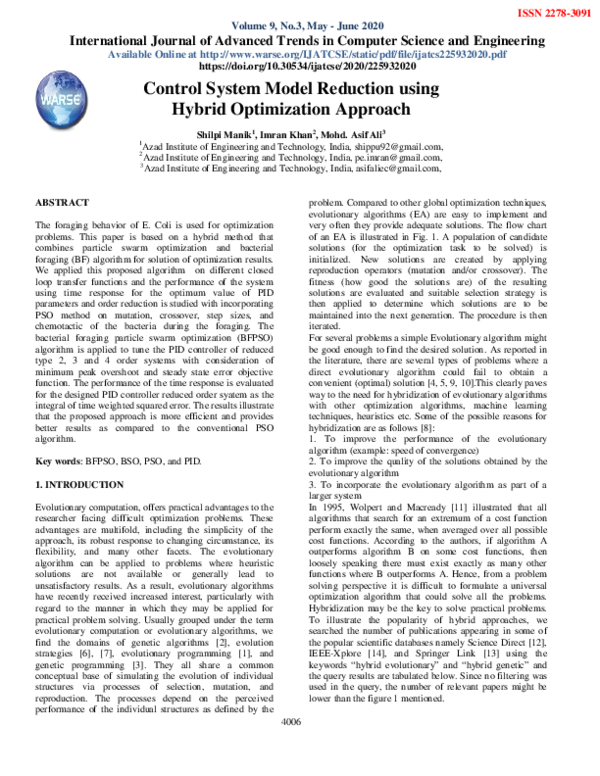 (PDF) Control System Model Reduction using Hybrid Optimization Approach