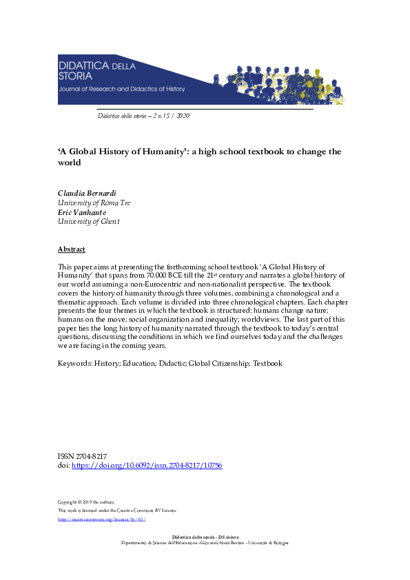 (PDF) A Global History of Humanity': a high school textbook to change ...