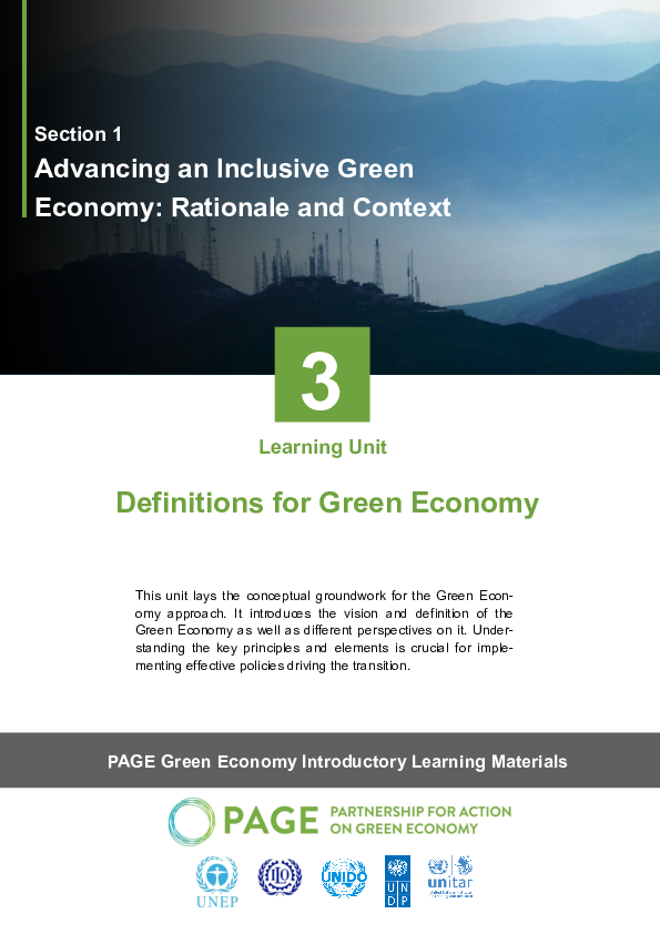 (PDF) Section 1 Advancing an Inclusive Green Economy: Rationale and ...
