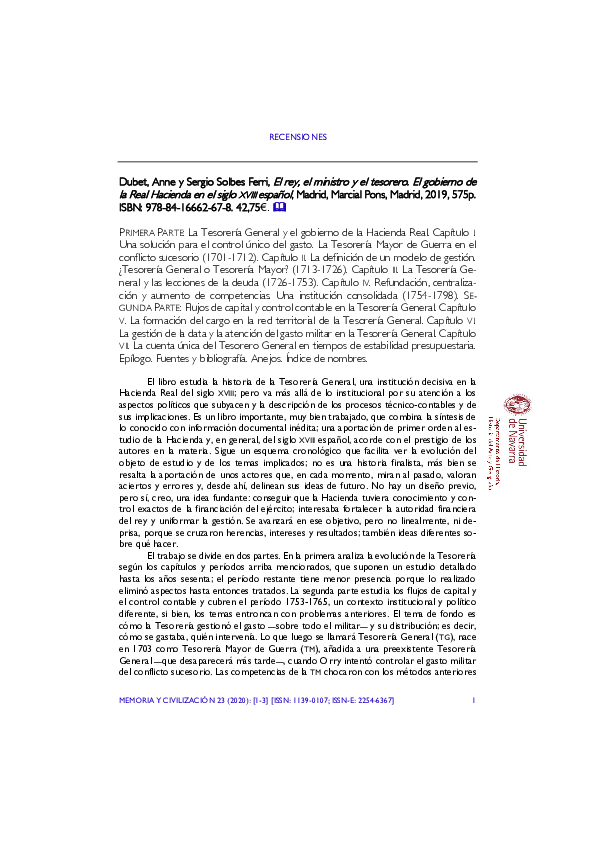 (PDF) 2020- González Enciso, Agustín: reseña de El rey, el ministro y ...