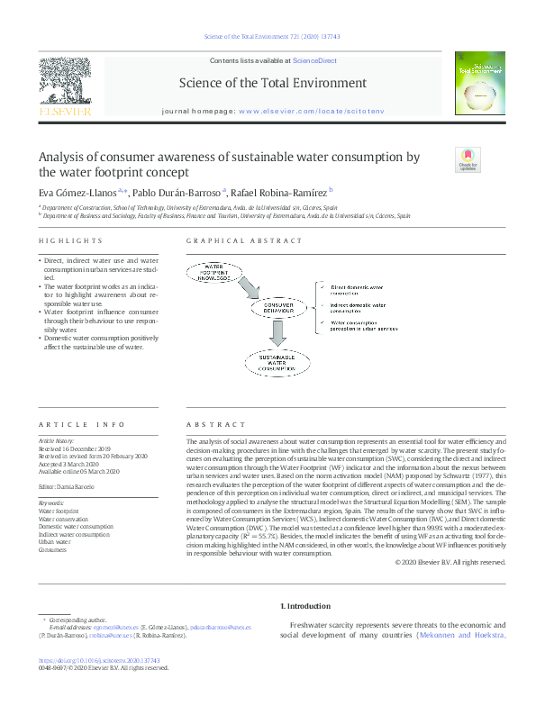 (PDF) Analysis of consumer awareness of sustainable water consumption ...
