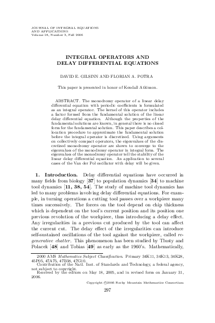 (PDF) Integral Operators and Delay Differential Equations