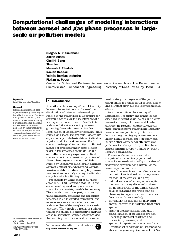 (PDF) Computational challenges of modelling interactions between aerosol and gas phase processes ...