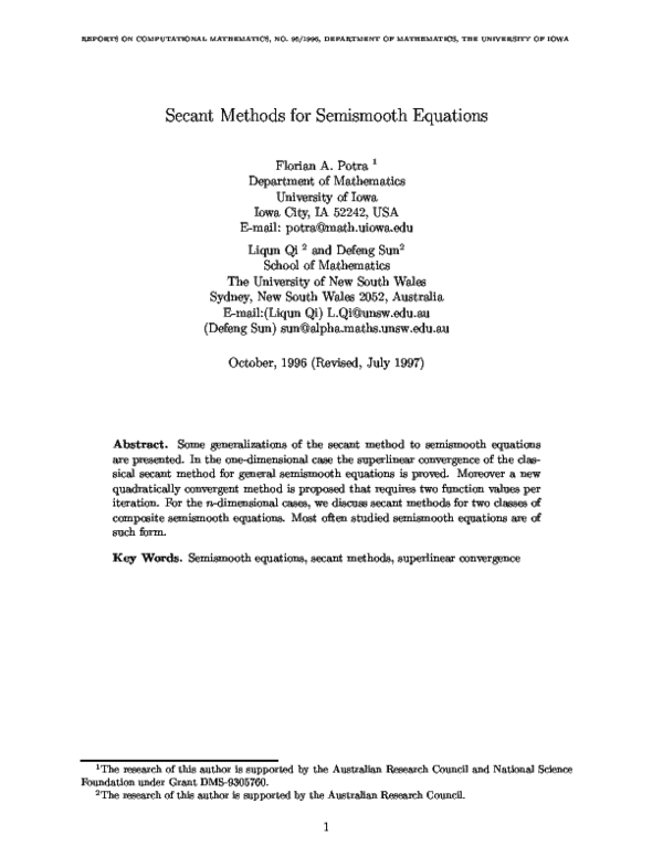 (PDF) Secant methods for semismooth equations
