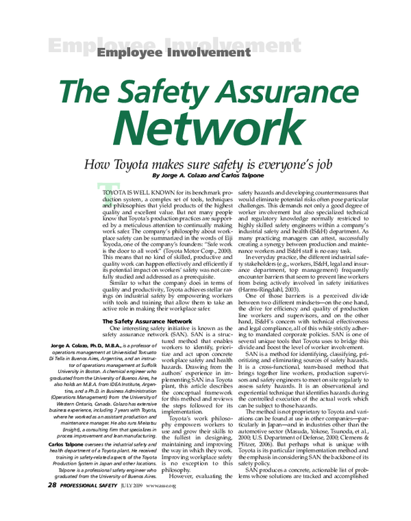 (PDF) Employee Involvement Employee Involvement The Safety Assurance ...
