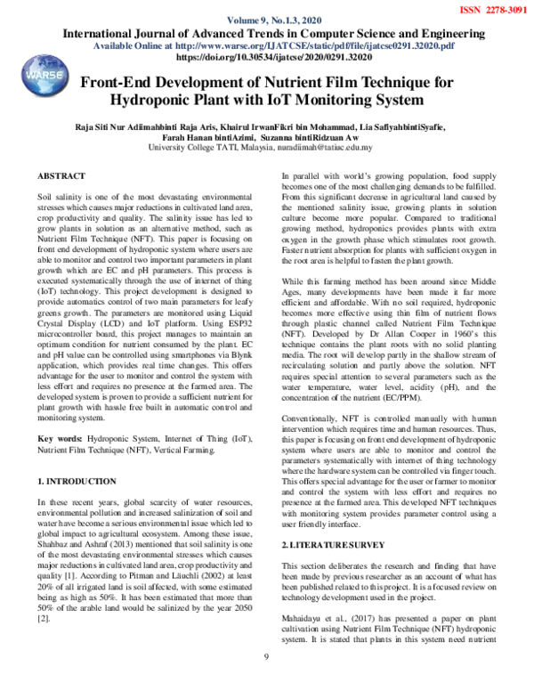 (PDF) Front-End Development of Nutrient Film Technique for Hydroponic ...