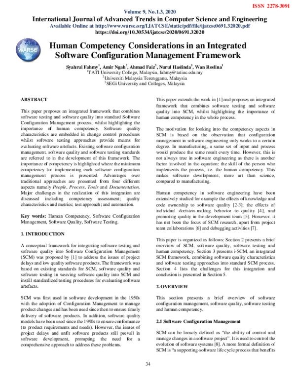 (PDF) Human Competency Considerations in an Integrated Software ...
