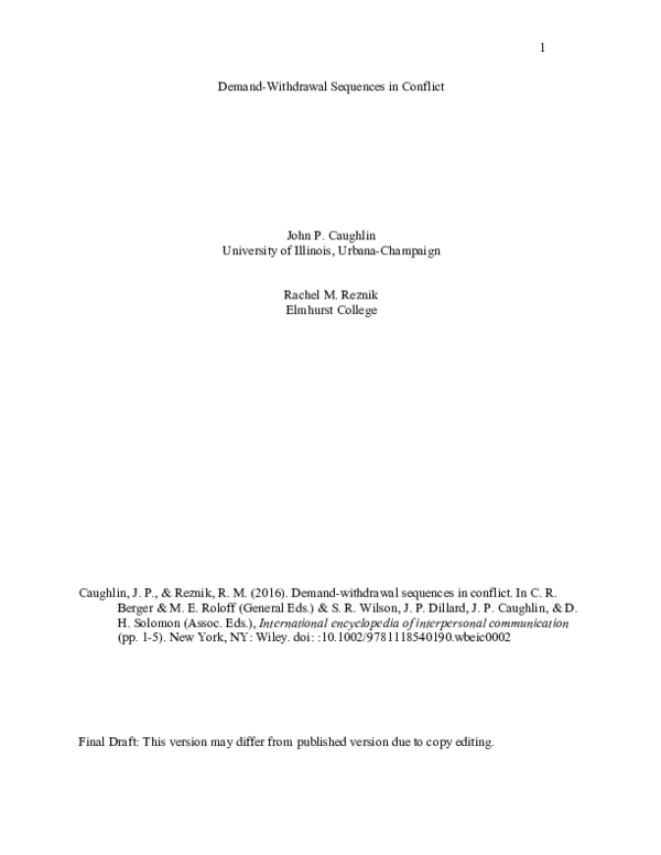 (PDF) Demand-Withdrawal Sequences in Conflict