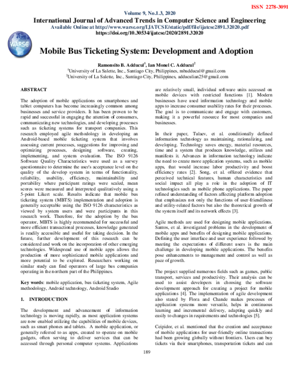 (PDF) Mobile Bus Ticketing System: Development and Adoption