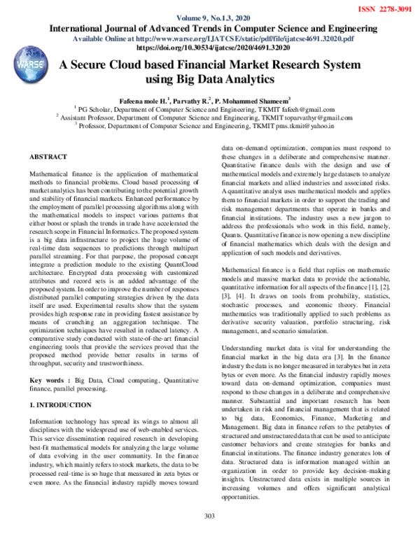 (PDF) A Secure Cloud based Financial Market Research System using Big ...