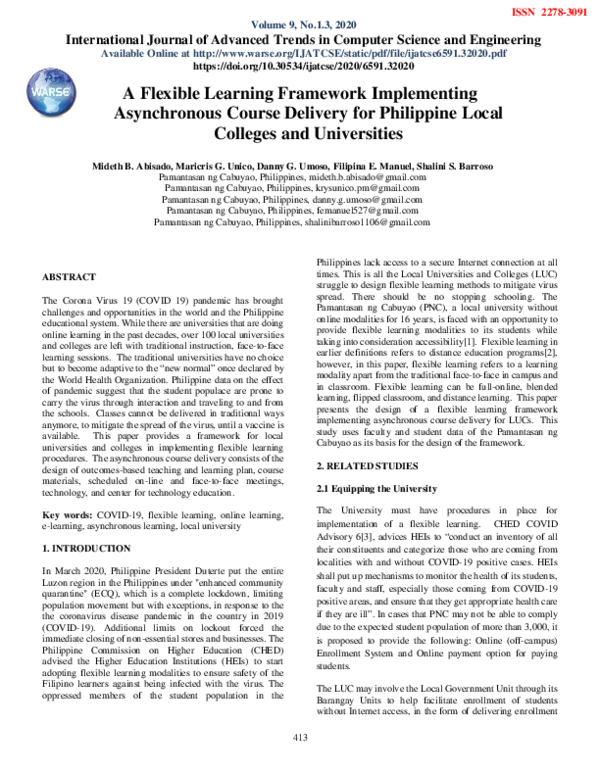 (PDF) A Flexible Learning Framework Implementing Asynchronous Course ...