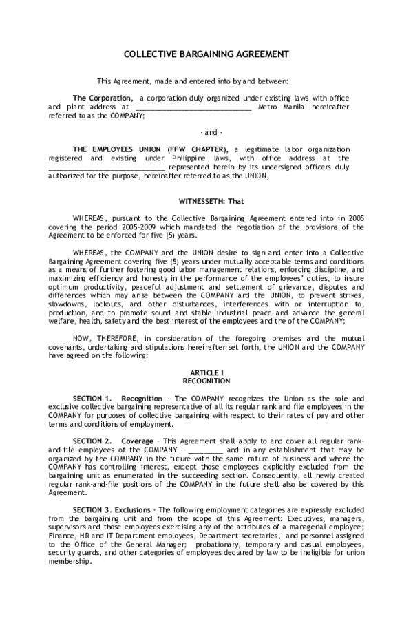 (DOC) COLLECTIVE BARGAINING AGREEMENT