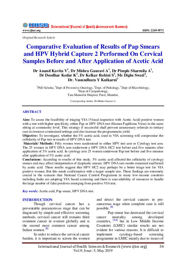 (PDF) Comparative Evaluation of Results of Pap Smears and HPV Hybrid ...