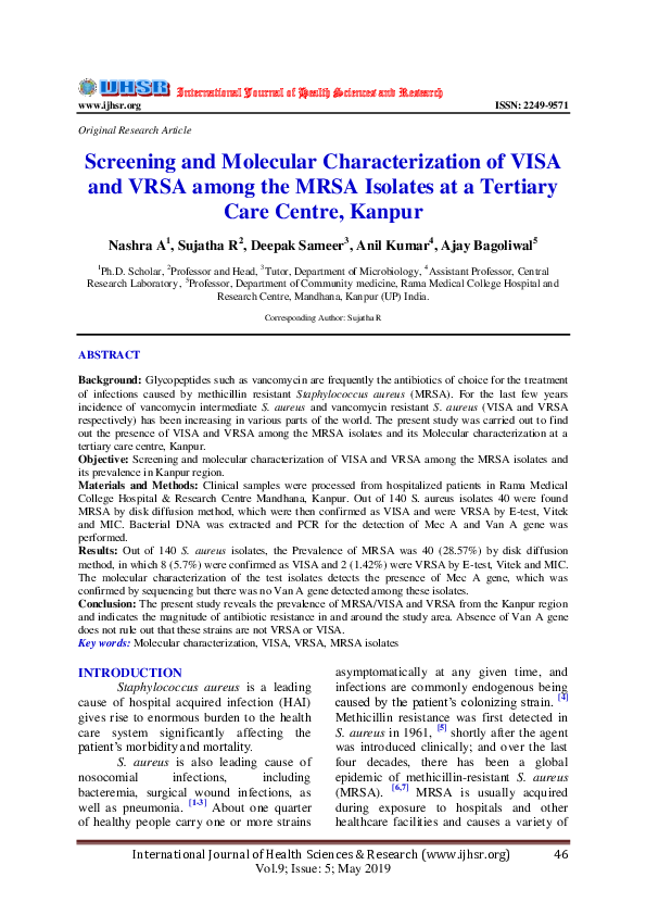 (PDF) Screening and Molecular Characterization of VISA and VRSA among ...