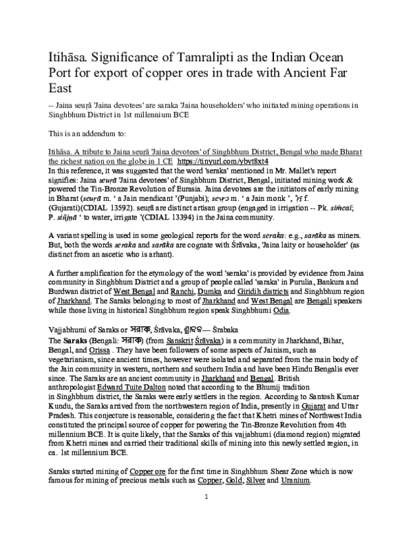 (PDF) Itihasa Significance of Tamralipti as the Indian Ocean Port for ...