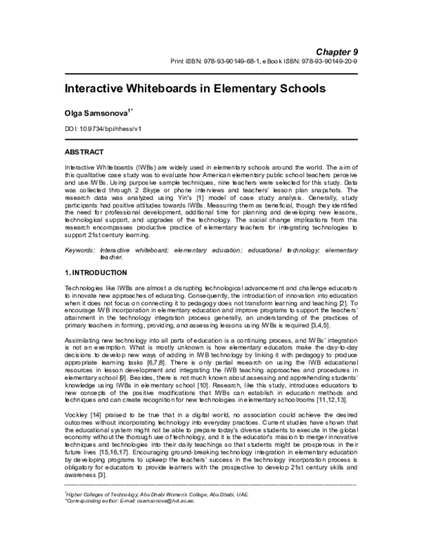 (PDF) Interactive Whiteboards in Elementary Schools