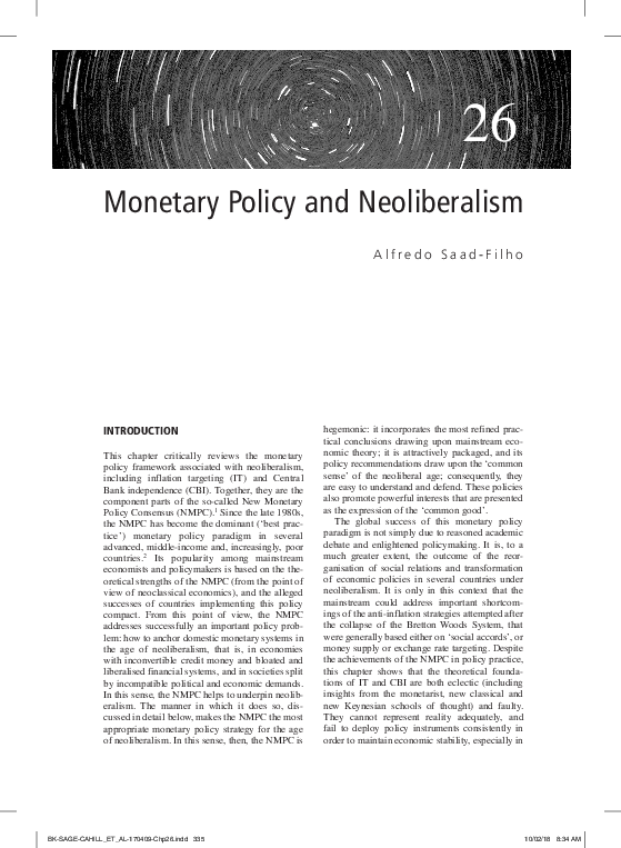 (PDF) Monetary Policy and Neoliberalism