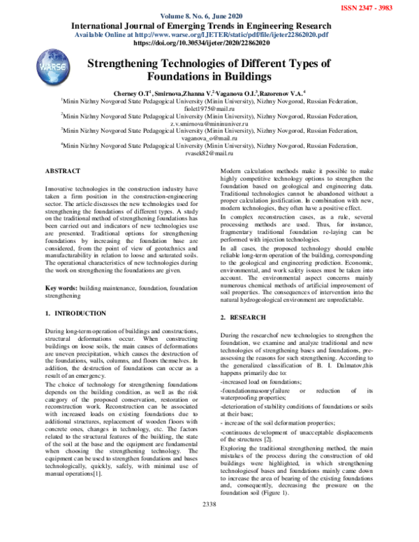 (PDF) Strengthening Technologies of Different Types of Foundations in ...