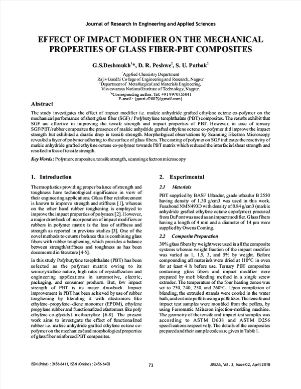 (PDF) EFFECT OF IMPACT MODIFIER ON THE MECHANICAL PROPERTIES OF GLASS ...