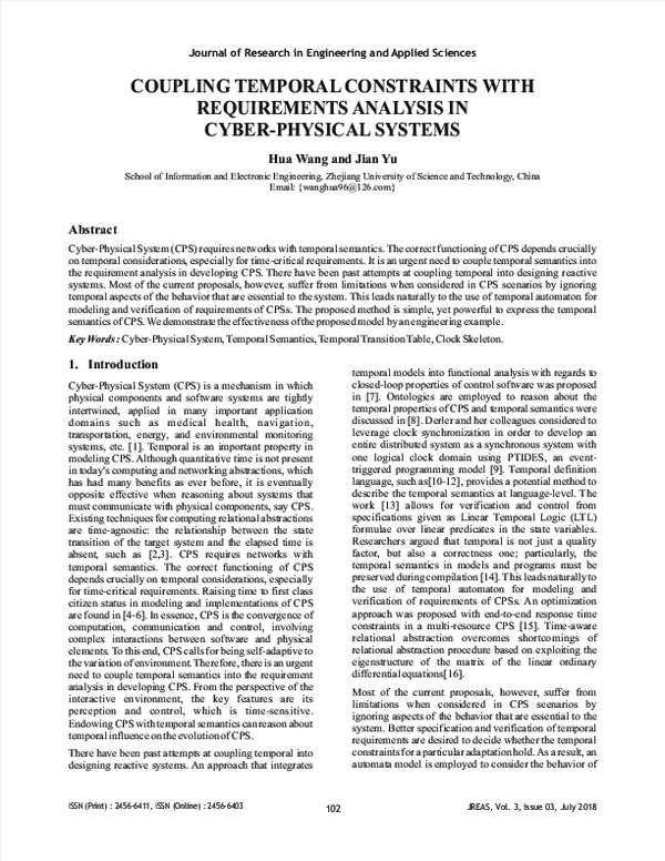 Pdf Coupling Temporal Constraints With Requirements Analysis In Cyber