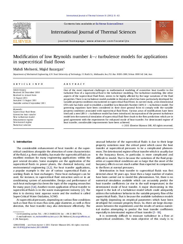 (PDF) Modification of low Reynolds number k–ɛ turbulence models for applications in ...