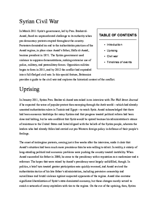 (PDF) SYRIAN CIVIL WAR